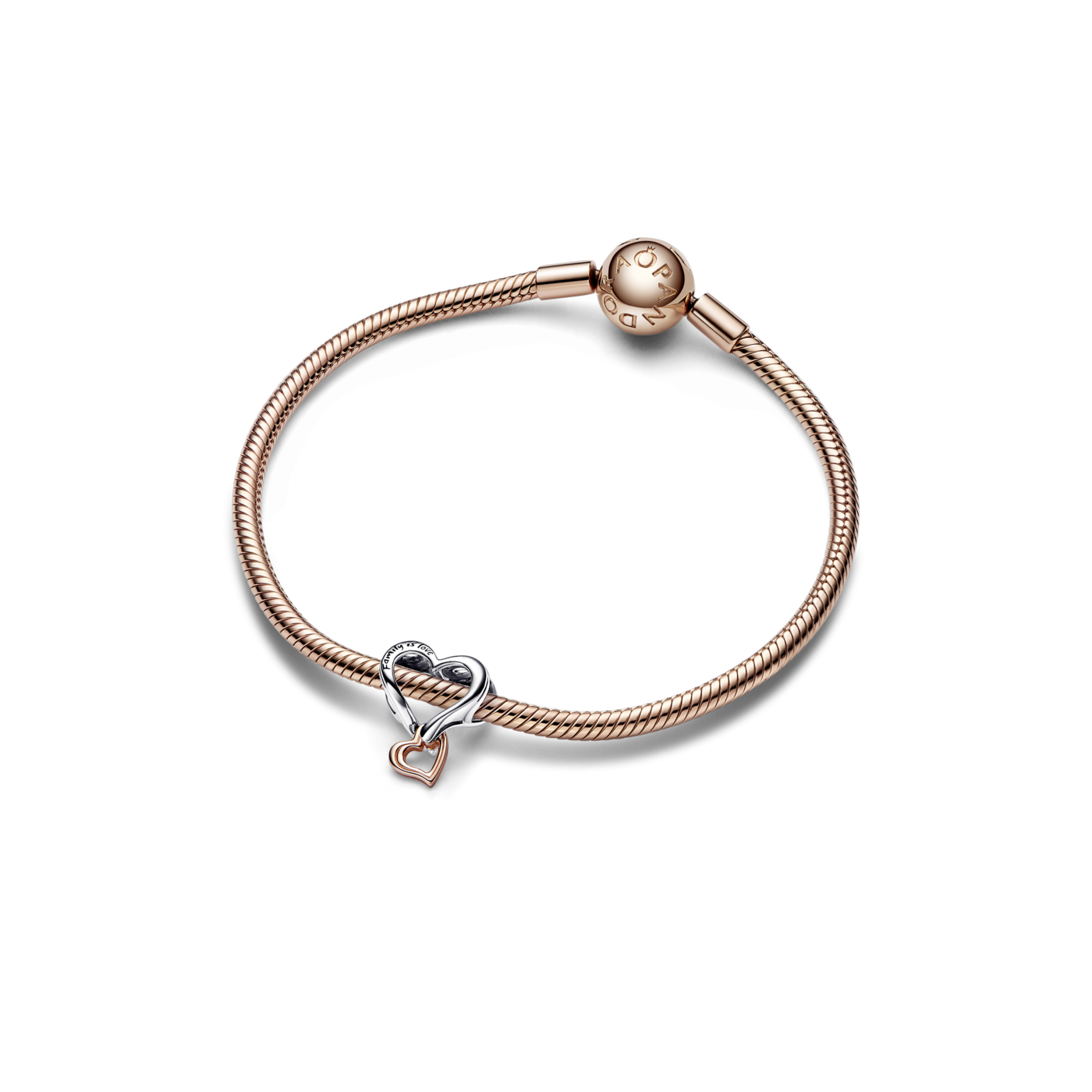 Charm Pandora plata y rosa Corazón Infinito Filigrana Dos Tonos 782...